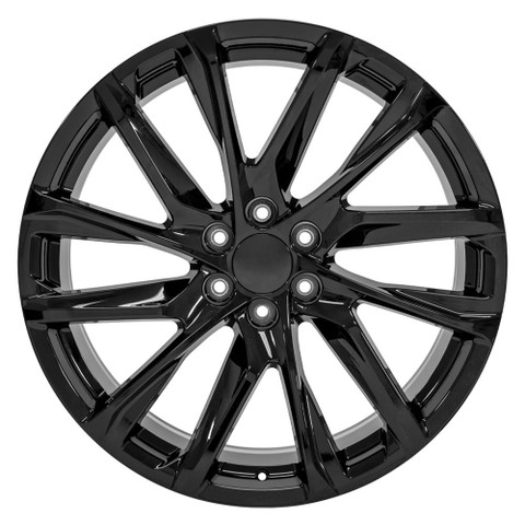 Gloss Black 22 Inch 12 Angled Spoke SSX Escalade Replica Wheels