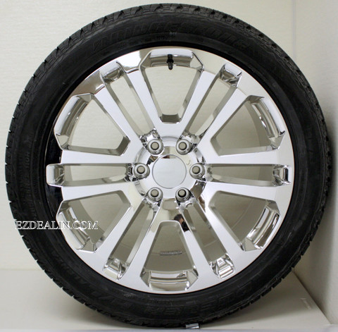 Chevy Split Spoke Chrome 22" Wheels With Bridgestone Dueler Alenza Tires