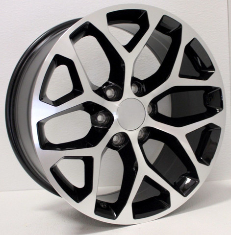 GMC 22 Inch Black and Machine Snowflake Rims for Sierra, Yukon, Denali