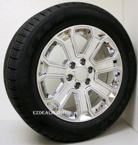Chevy 20" Chrome with Chrome Inserts Wheels with Goodyear Eagle Sport ...