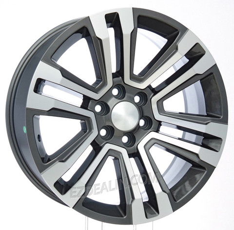 Chevy Hyper Silver and Machine 22 Inch Denali Style Split Spoke Wheels