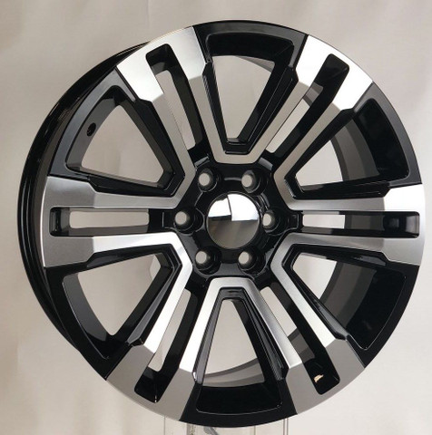 Chevy Gloss Black and Machine 22 Inch Denali Style Split Spoke Wheels