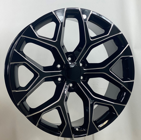 GM Replica 24 Inch Gloss Black Milled Snowflake Rims for Silverado ...