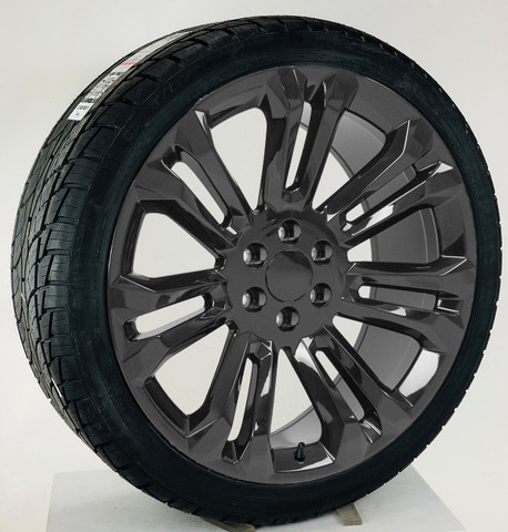 24" Gloss Black Seven Split Spoke Wheels With 295/35/24 Tires