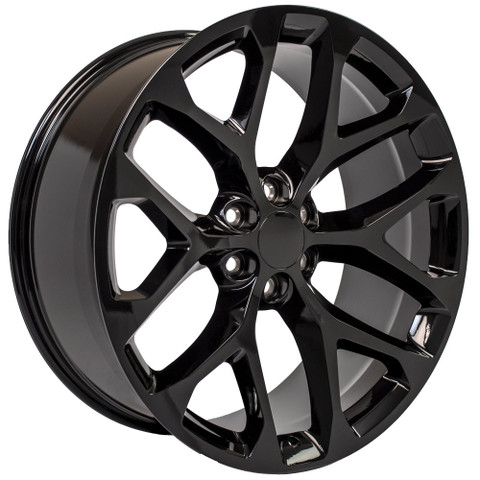 GM Replica 26 Inch Gloss Black Snowflake Rims for Silverado, Tahoe ...
