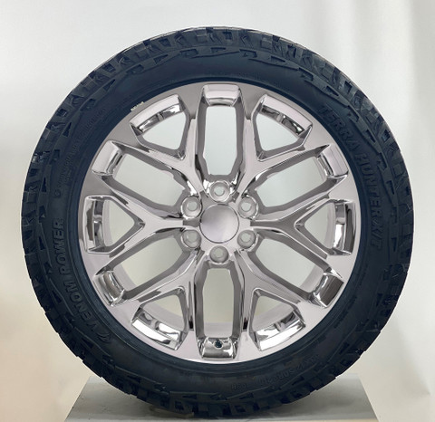 Chrome Snowflake 22" Wheels With 33x12.50R22 Tires