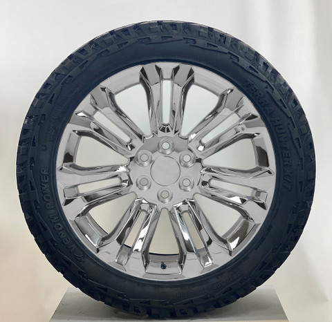Chrome Seven Split Spoke 22" Wheels With 33x12.50R22 Tires