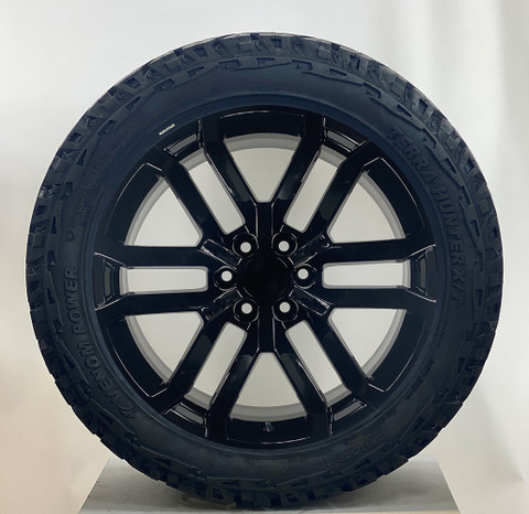 Gloss Black New Style Honeycomb 22" Wheels With 33x12.50R22 Tires