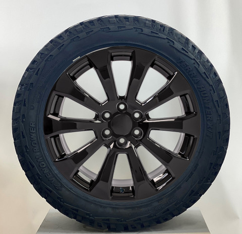 Gloss Black High Country Ten Spoke 22" Wheels With 33x12.50R22 Tires