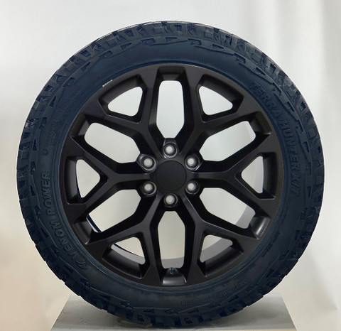 Satin Black Snowflake 22" Wheels With 33x12.50R22 Tires