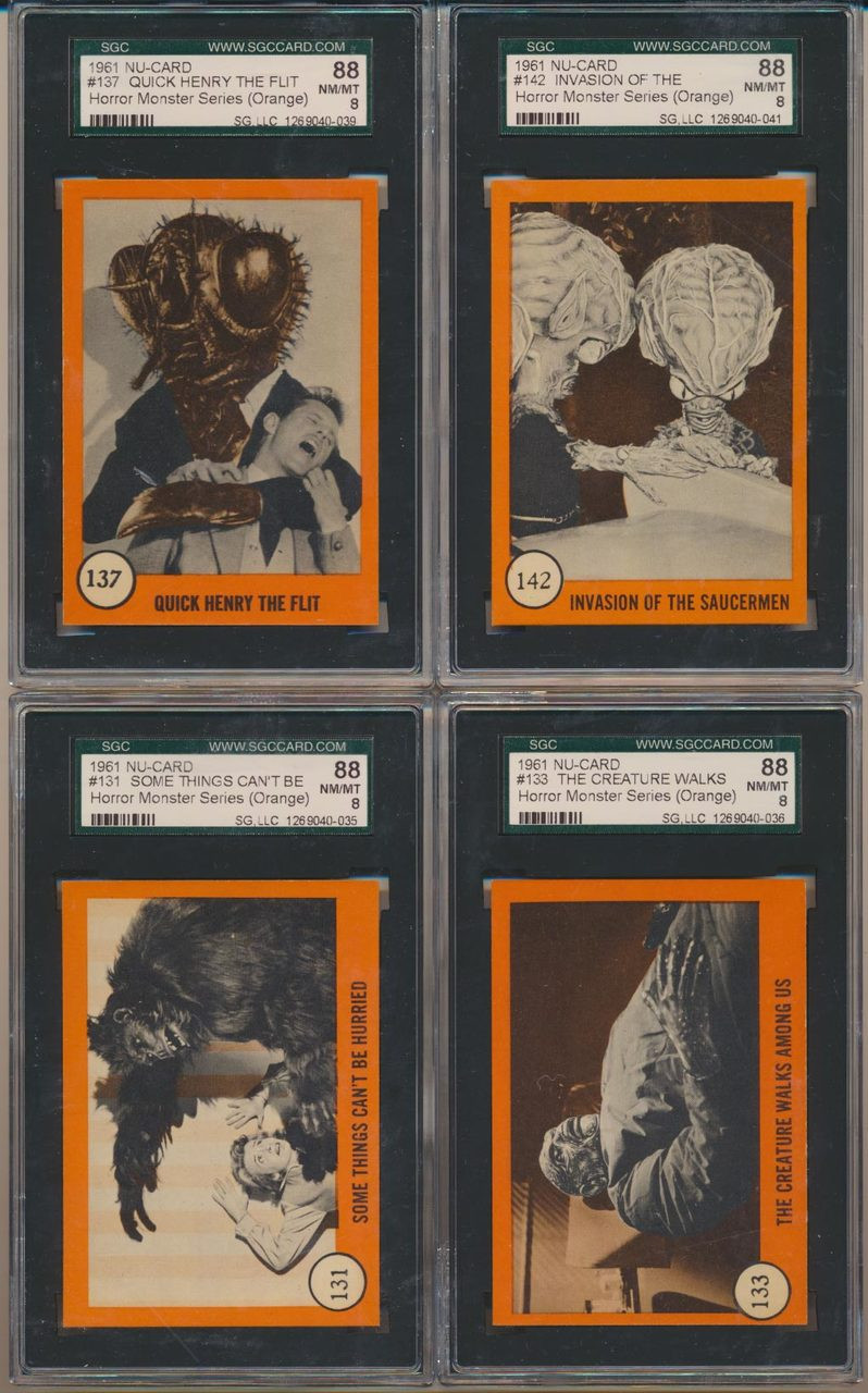 1961 Nu-Cards Horror Monster Series Orange Set 80 SGC Graded GPA 77.38 ...