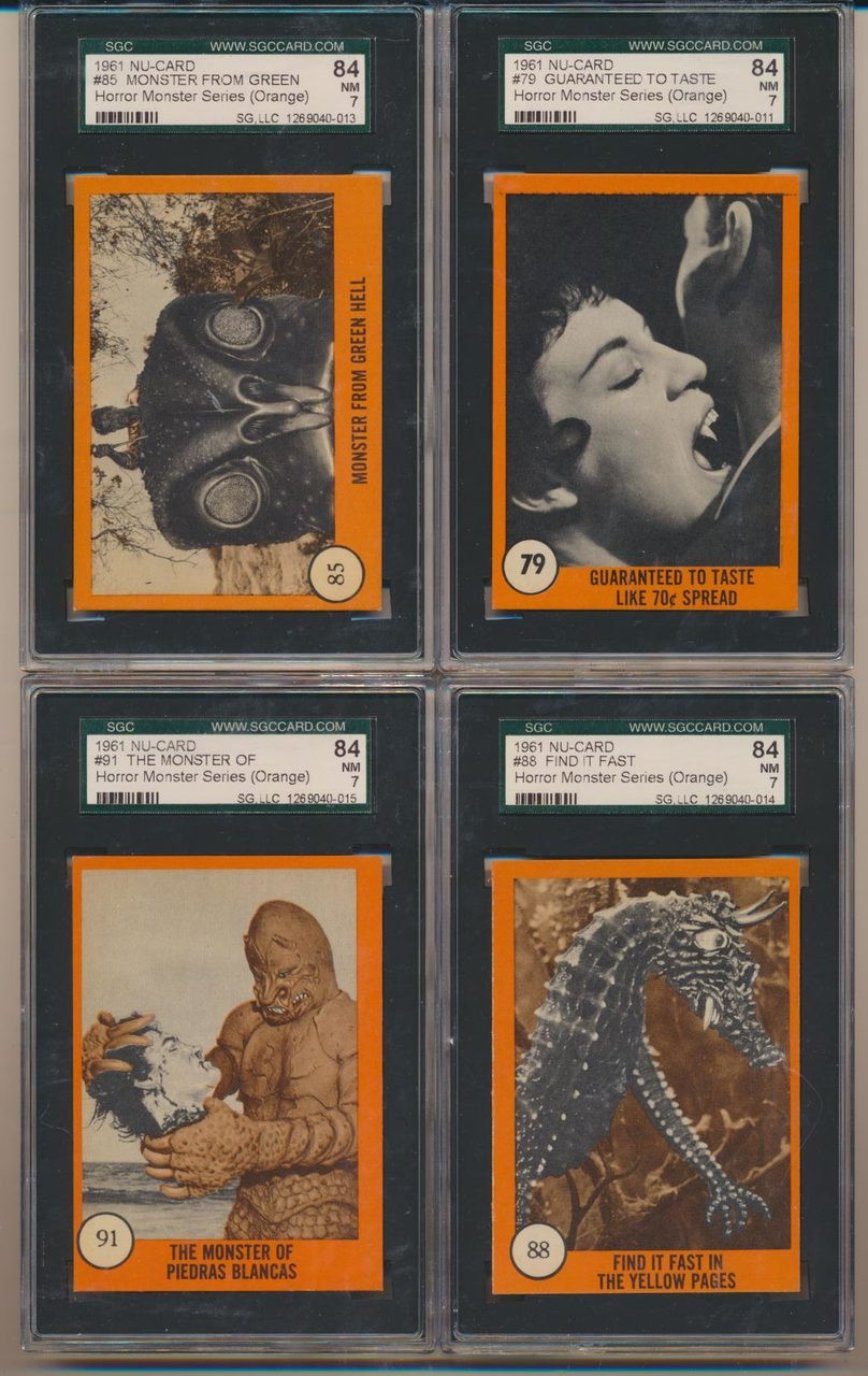 1961 Nu-Cards Horror Monster Series Orange Set 80 SGC Graded GPA 77.38 ...