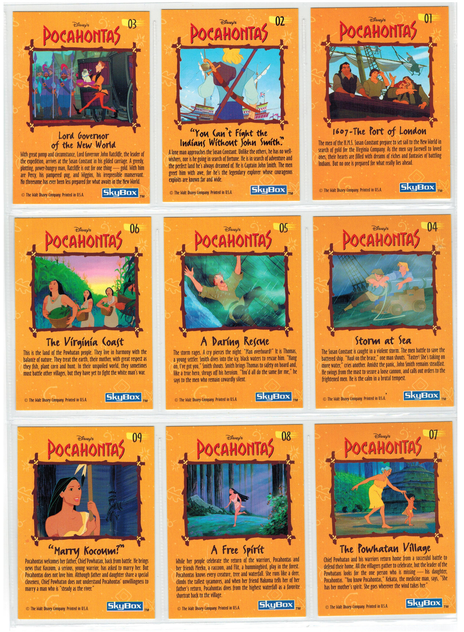 1995 Skybox Disney Pocahontas Base Set 90 + 12 Pop-Outs #*sku33114 ...