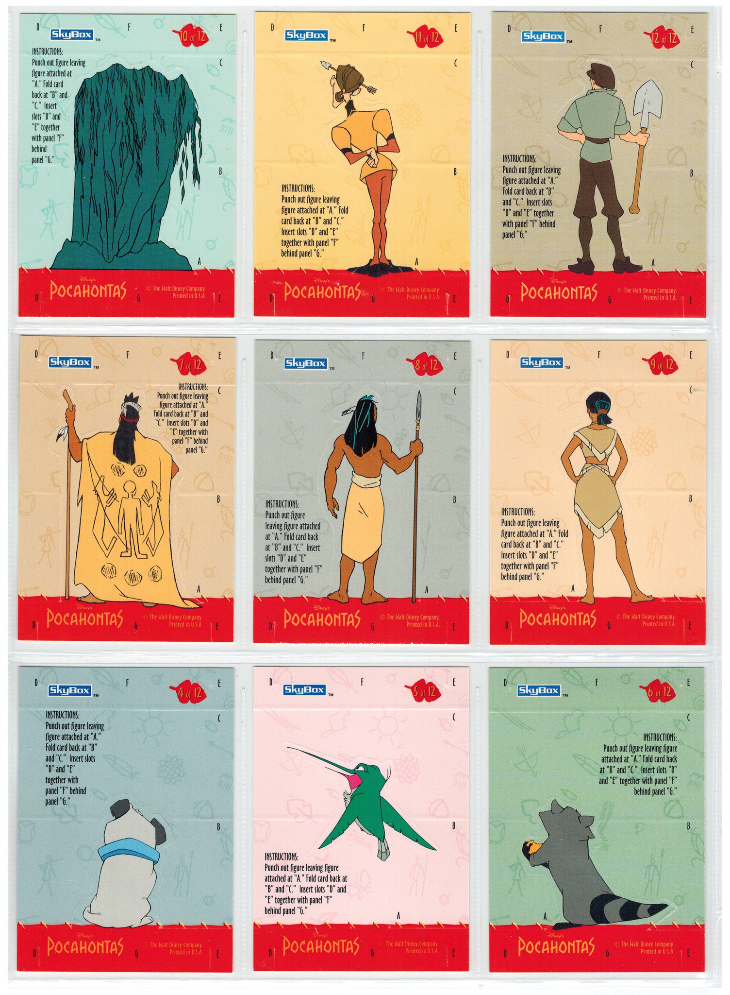 1995 Skybox Disney Pocahontas Base Set 90 + 12 Pop-Outs #*sku33114 ...