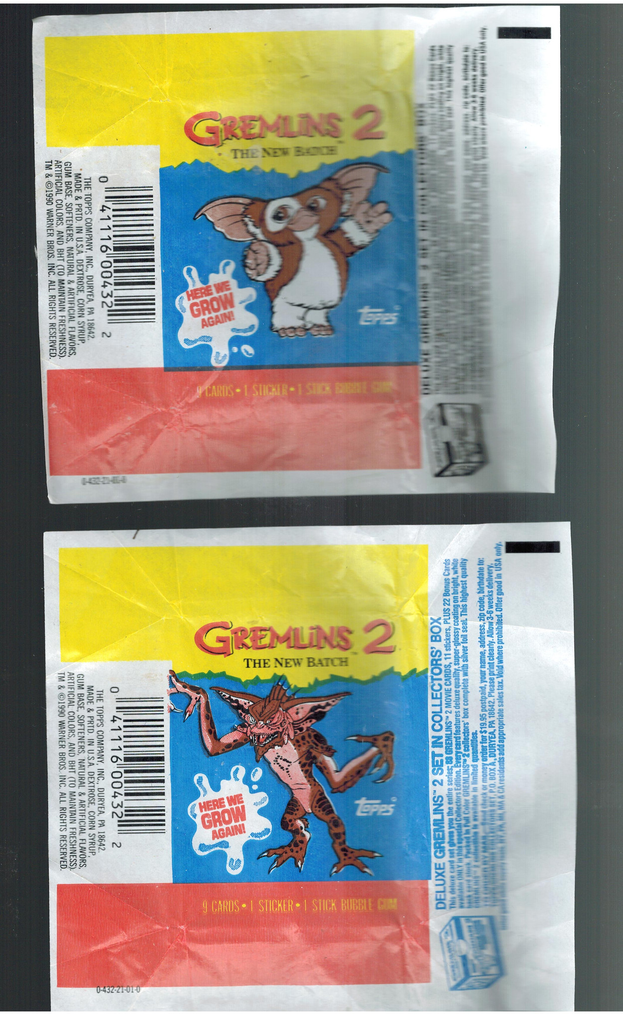 1990 Topps Gremlin Series 2 Set 82/11 w/ 2 Different Wrappers ...