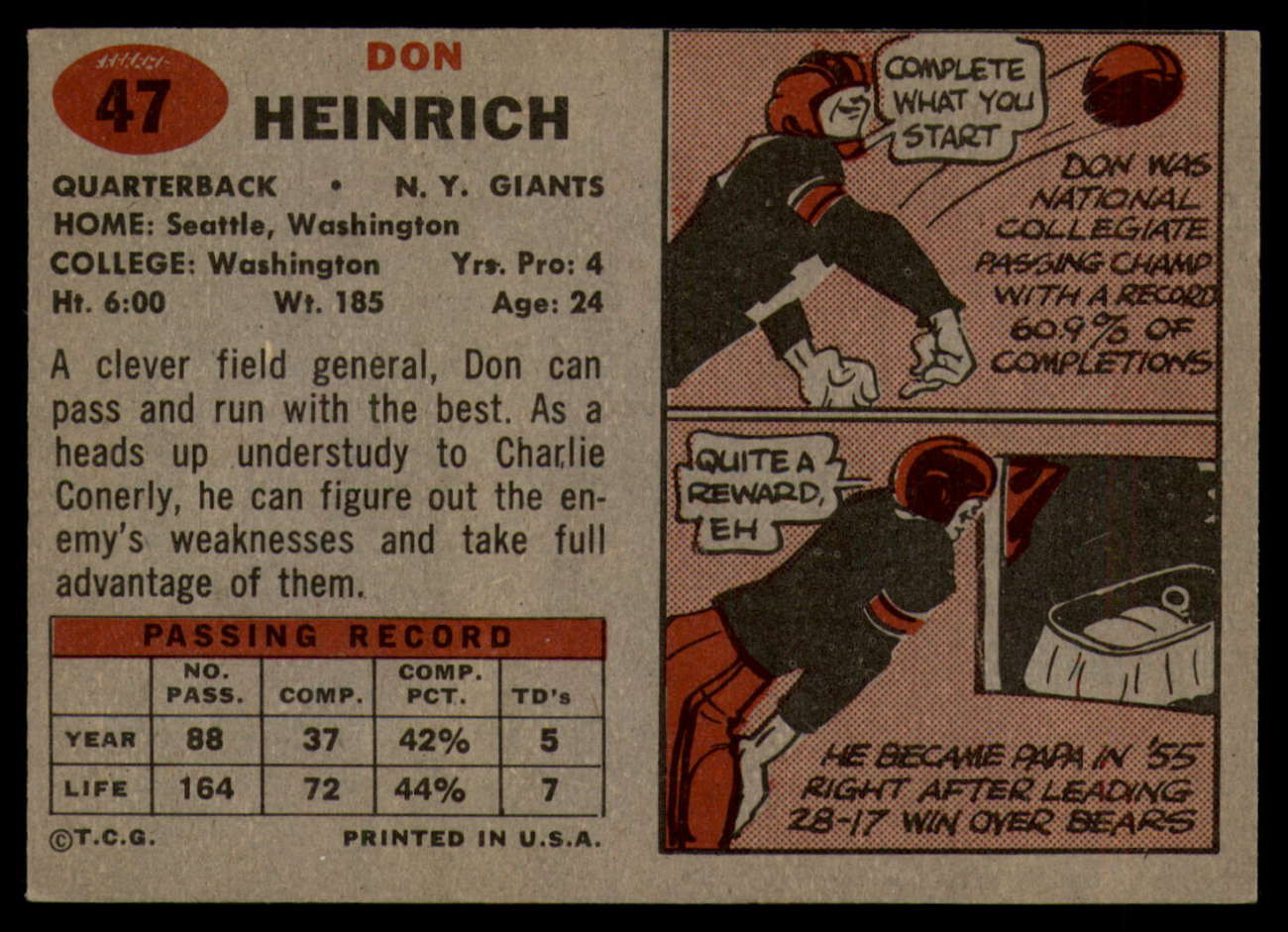 1957 Topps #47 Don Heinrich EX/NM ID: 72396 - Scottsdale Cards 2021