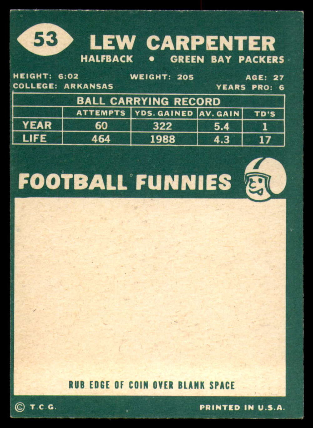 1960 Topps #53 Lew Carpenter NM+ ID: 91894 - Scottsdale Cards 2021