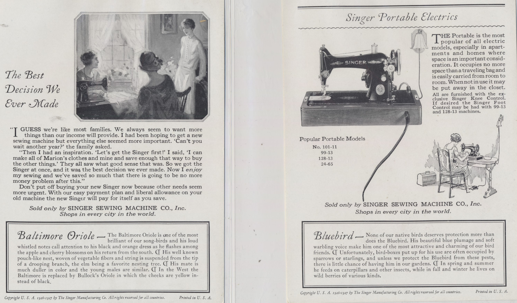 1920's Singer Sewing Machine American Song Birds Series Set 16 ...