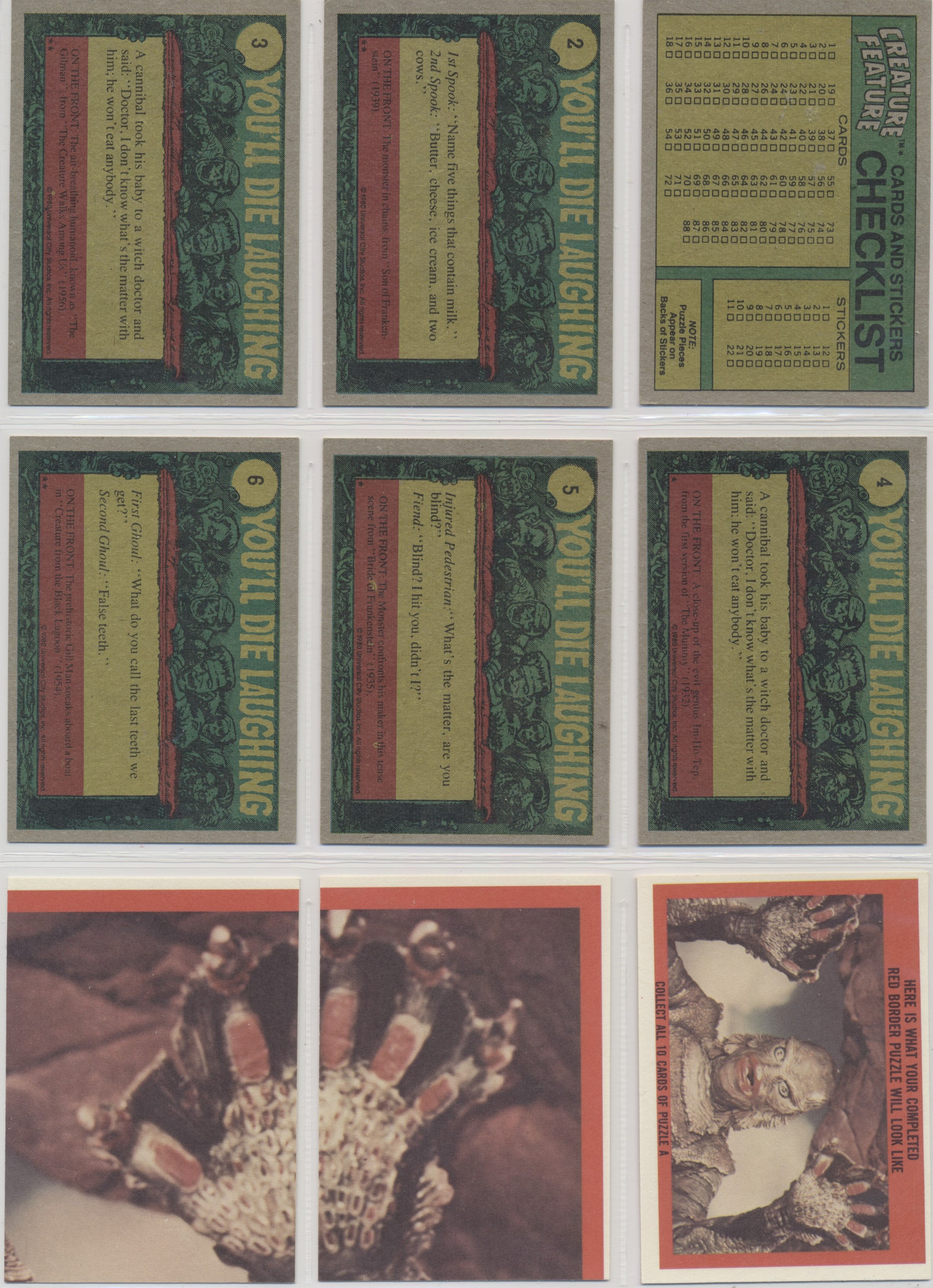 1980 Topps Creature Feature Sticker Set 88/22