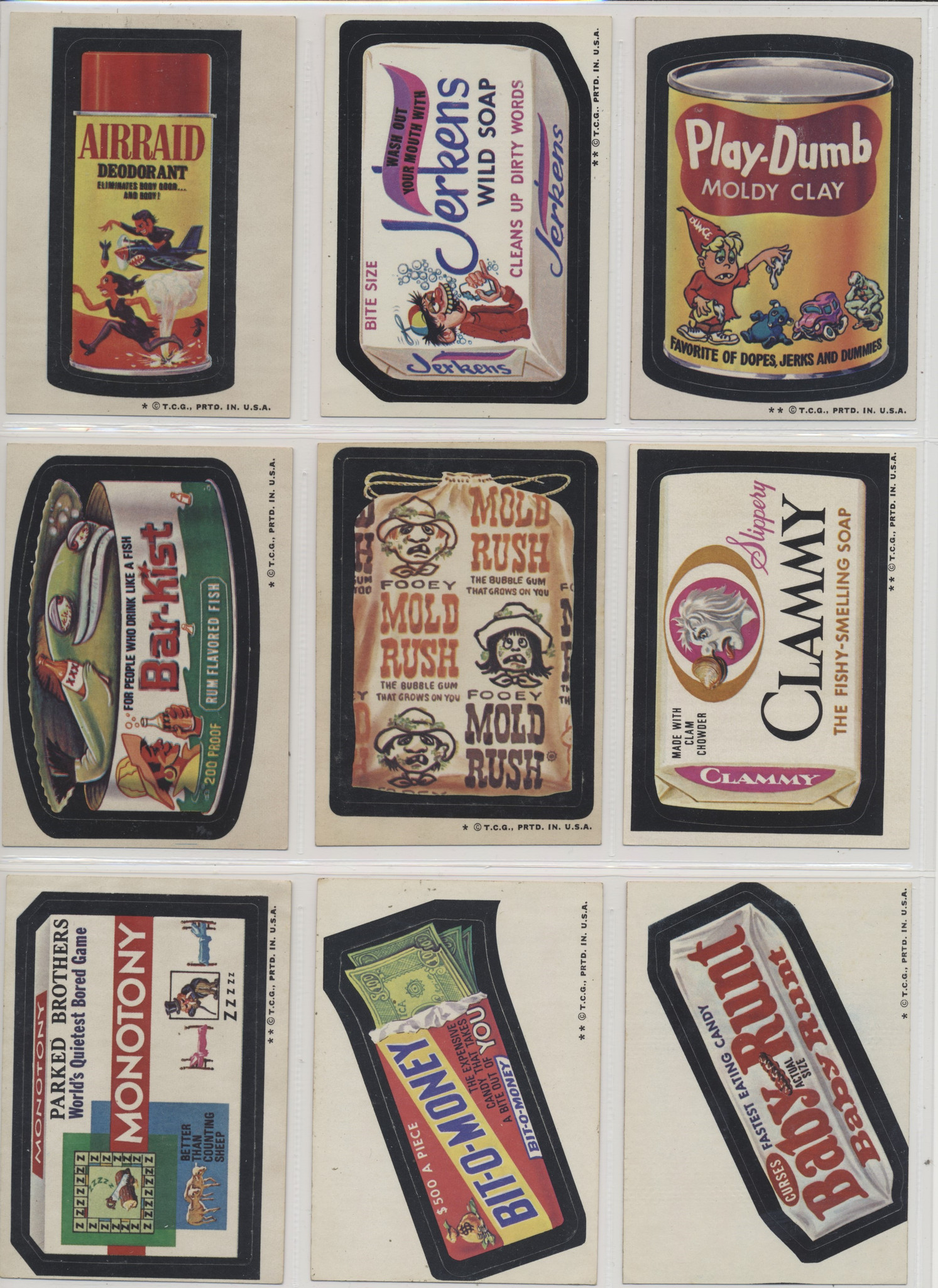 1973/77 Topps Wacky Packages 6th Series Set 33/18 Spills Bad & Spills ...