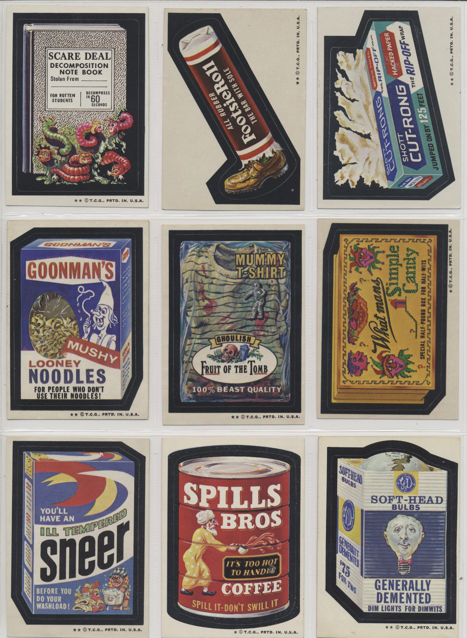 1973/77 Topps Wacky Packages 6th Series Set 33/18 Spills Bad & Spills ...