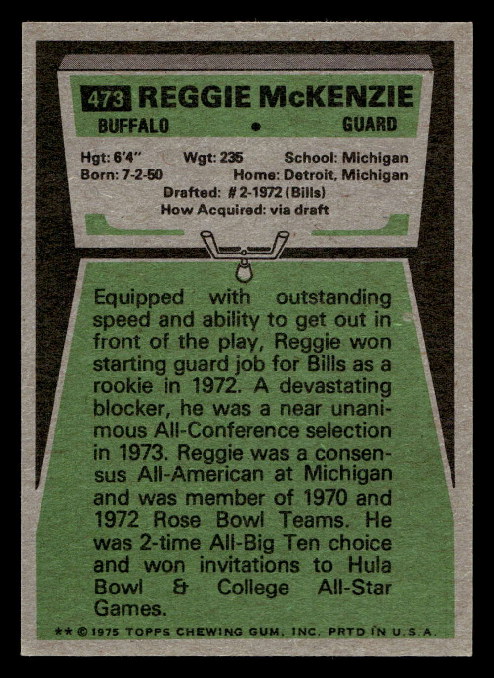1975 Topps #473 Reggie Mckenzie Ex-Mint - Scottsdale Cards 2021