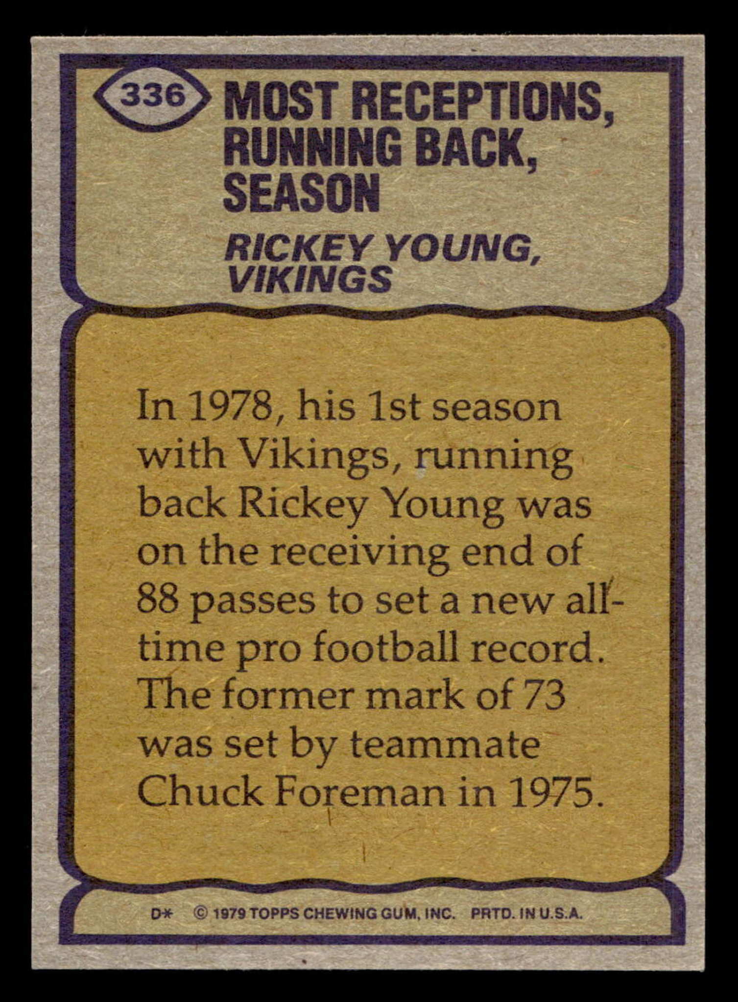 1979 Topps #336 Rickey Young RB Near Mint - Scottsdale Cards 2021