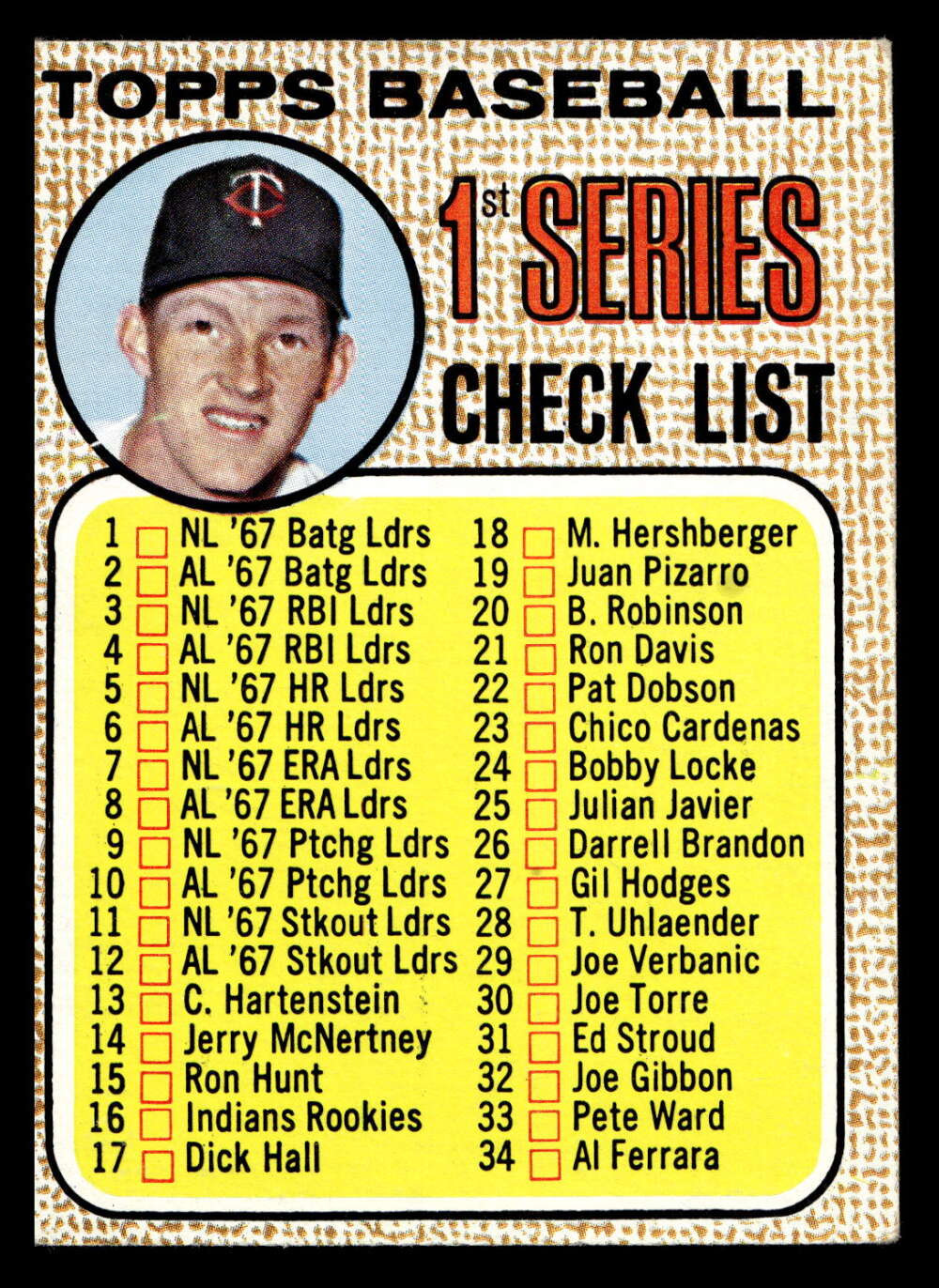 1968 Topps #67 Jim Kaat Checklist 1-109 Excellent+ ID: 424800 - Scottsdale Cards 2021