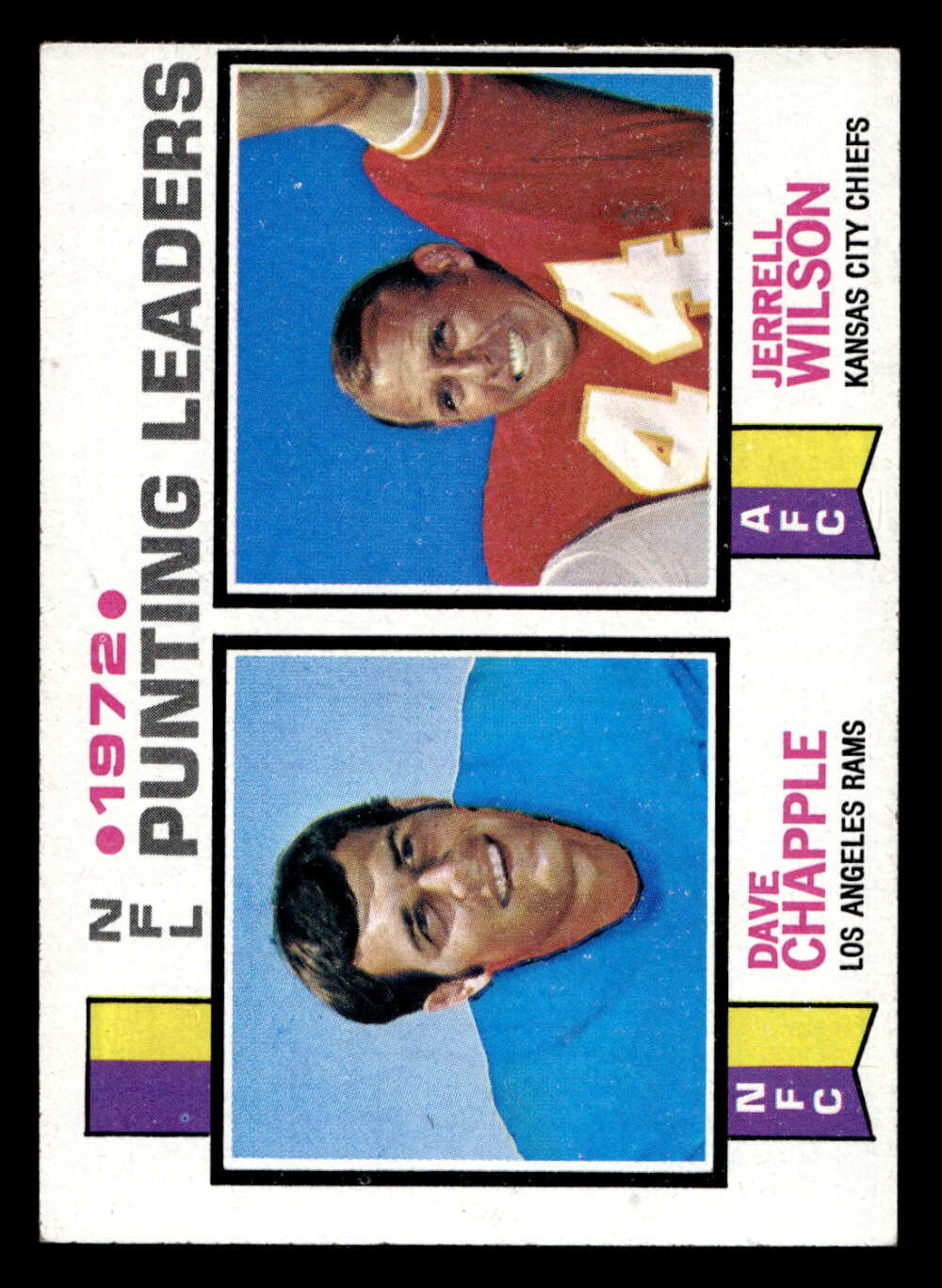 1973 Topps #6 Dave Chapple/Jerrell Wilson 1972 Punting Leaders Near ...