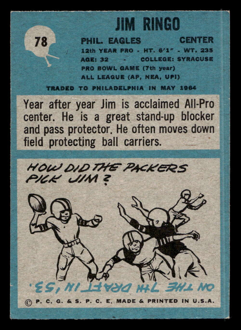 1964 Philadelphia #78 Jim Ringo Excellent+ ID: 436758 - Scottsdale ...