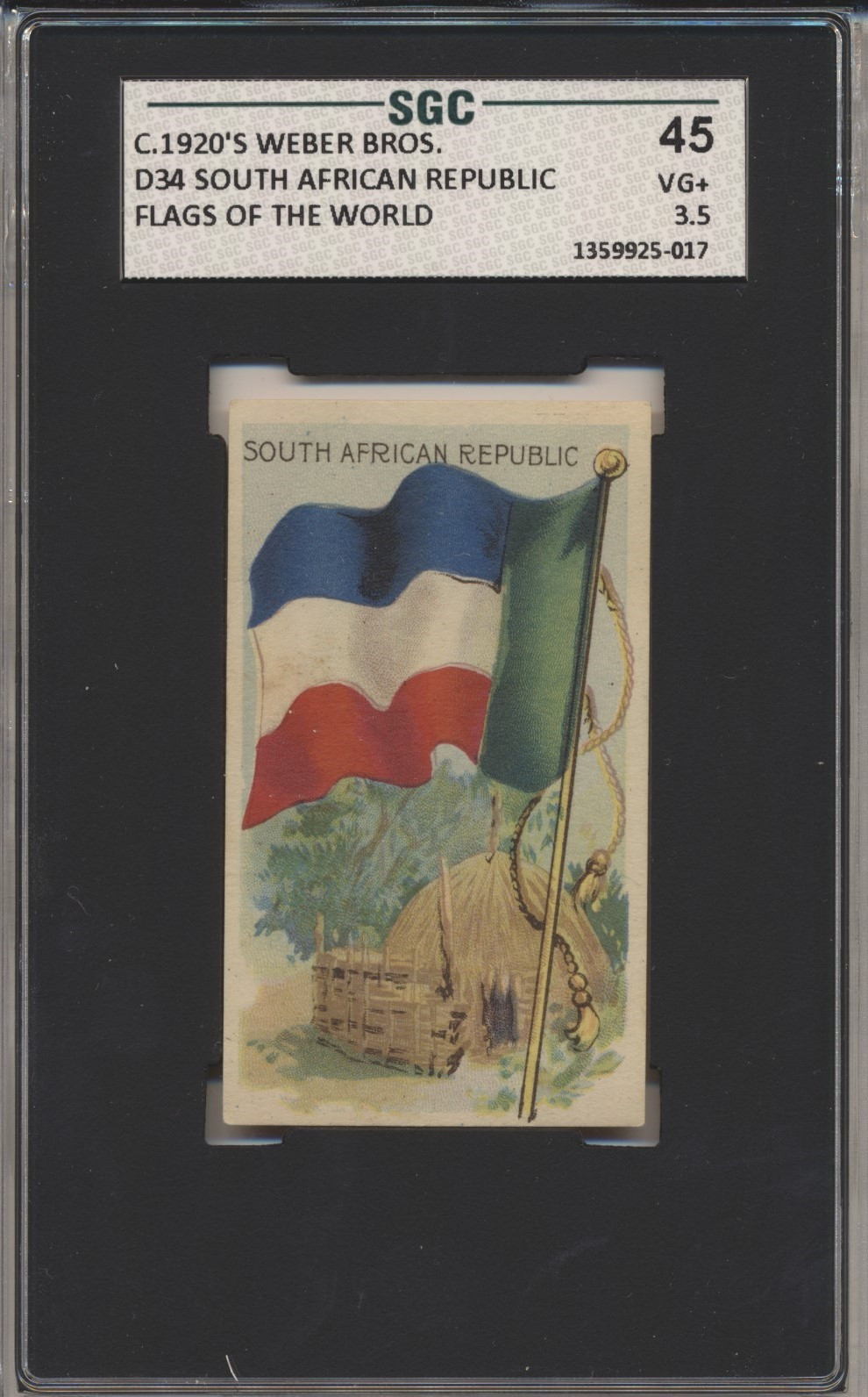 1920's D34 Weber Bros. Flags Of The World South Africa SGC 45 VG+ ...