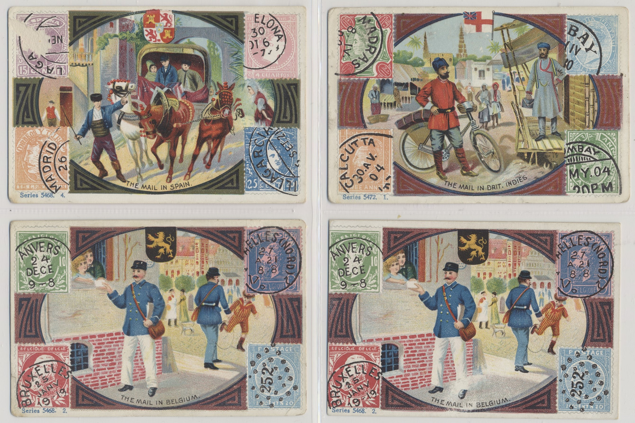 circ. 1920's D73-2 Stamps & Mail Carriers of All Nations Lot of 4 ...
