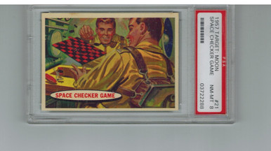 1957 Space Cards Target Moon Back #21 Space Checker Game PSA 8 NM-MT ...