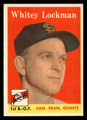 1958 Topps #195 Whitey Lockman UER Ex-Mint - Scottsdale Cards 2021 1958 Topps #195 Whitey Lockman UER Ex-Mint - Scottsdale Cards 2021