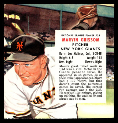 1955 Red Man #NL25 Marv Grissom VG-EX NO Tab - Scottsdale Cards 2021
