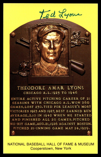 Ted Lyons HOF Yellow Postcard Signed Auto JSA Chicago White Sox ...
