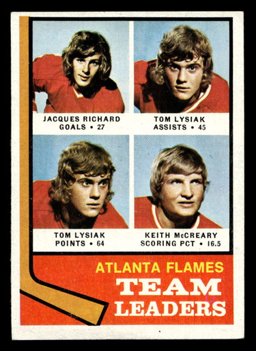 1974-75 Topps #14 Jacques Richard/Tom Lysiak/Keith McCreary TL Ex-Mint ...