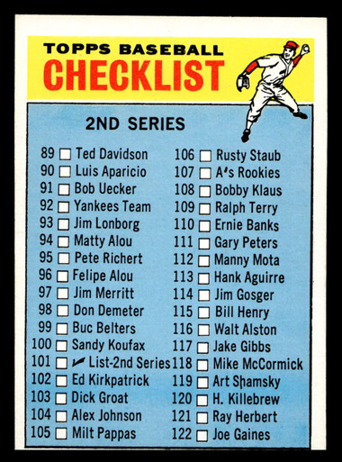 1966 Topps #101 Checklist 89-176 ERR Near Mint - Scottsdale Cards