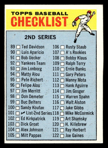 1966 Topps #101 Checklist 89-176 ERR Ex-Mint ID: 491793 - Scottsdale Cards