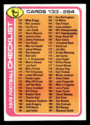 1978 Topps #257 Checklist 133-264 Ex-Mint - Scottsdale Cards