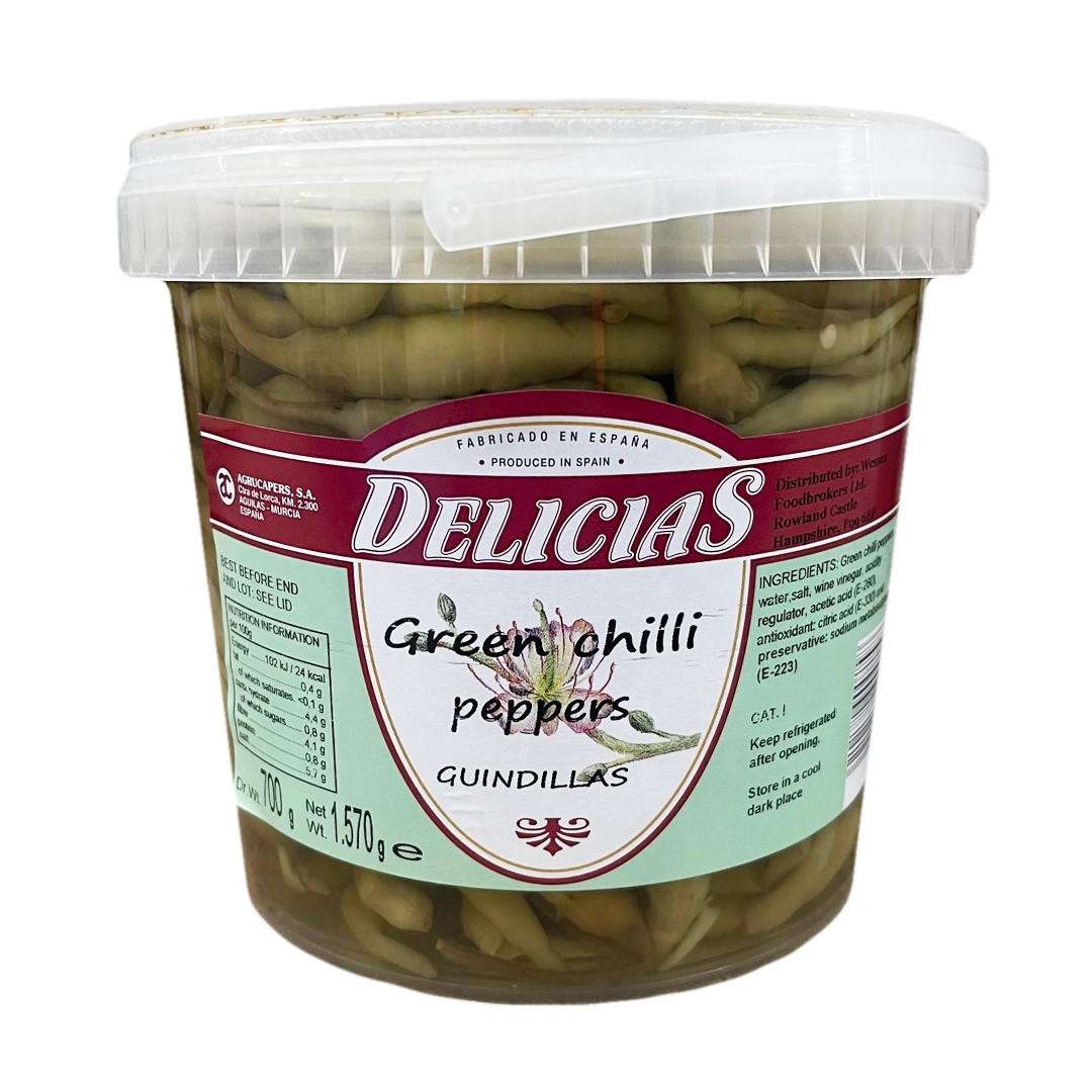 DELICIAS GREEN CHILLI PEPPERS 1.57KG