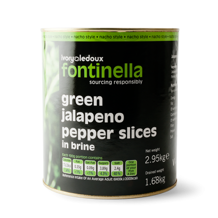 FONTINELLA - SLICED GREEN JALAPENOS - 3KG | Infusions4chefs