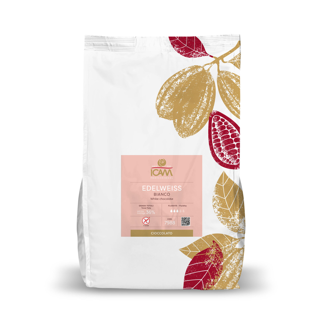 ICAM EDELWEISS WHITE CHOCOLATE 35% 1.5KG