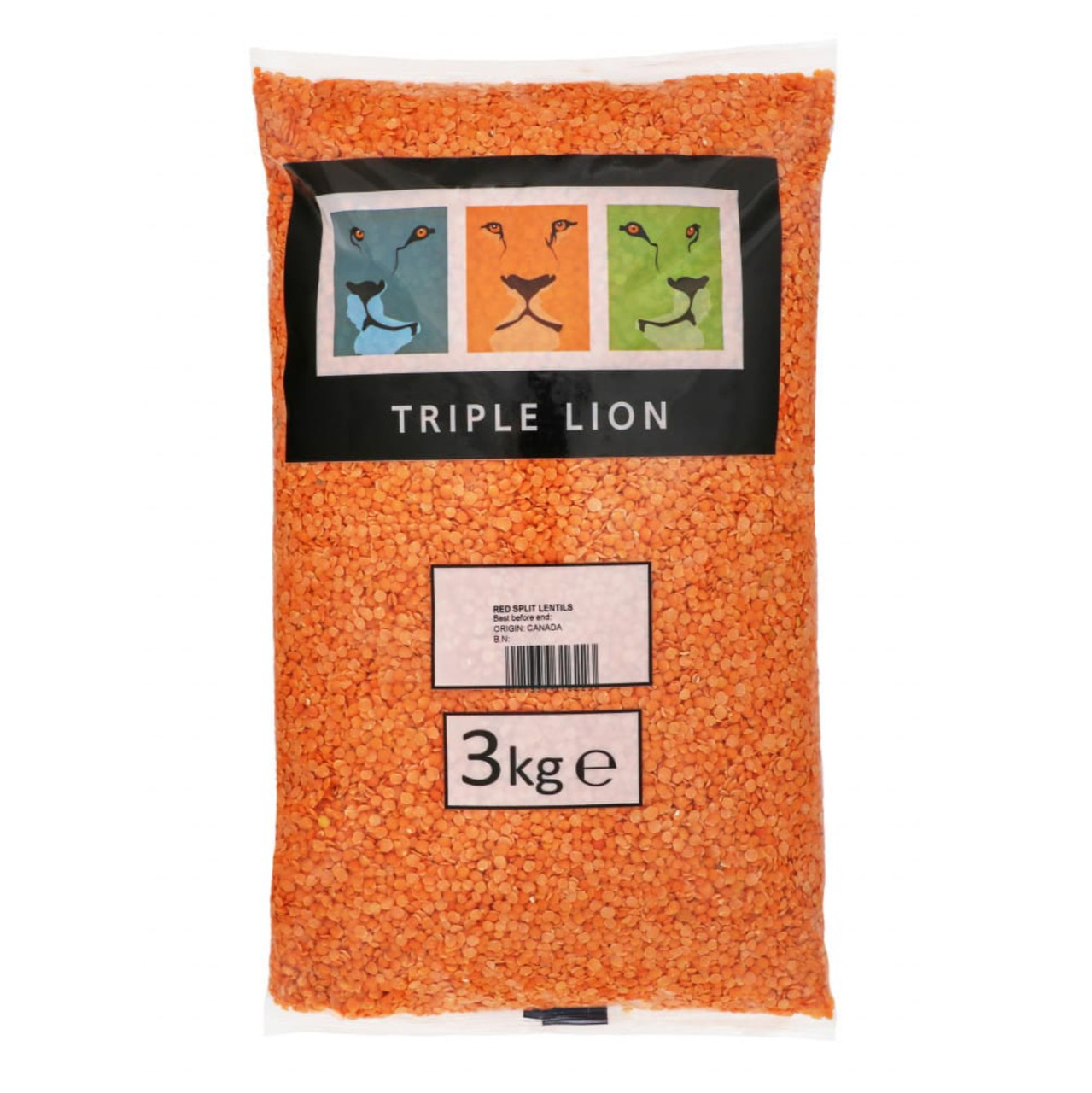 Triple Lion Red Split Lentils 3kg
