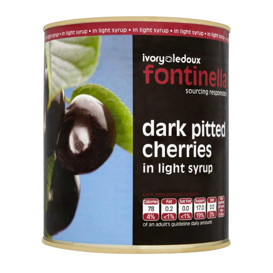 Fontinella Dark Pitted Black Cherries in Syrup 840g