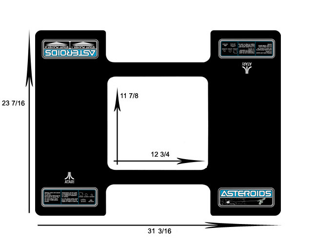 Atari Asteroids Custom Cocktail Bezel Underlay - Arcadeoverlays