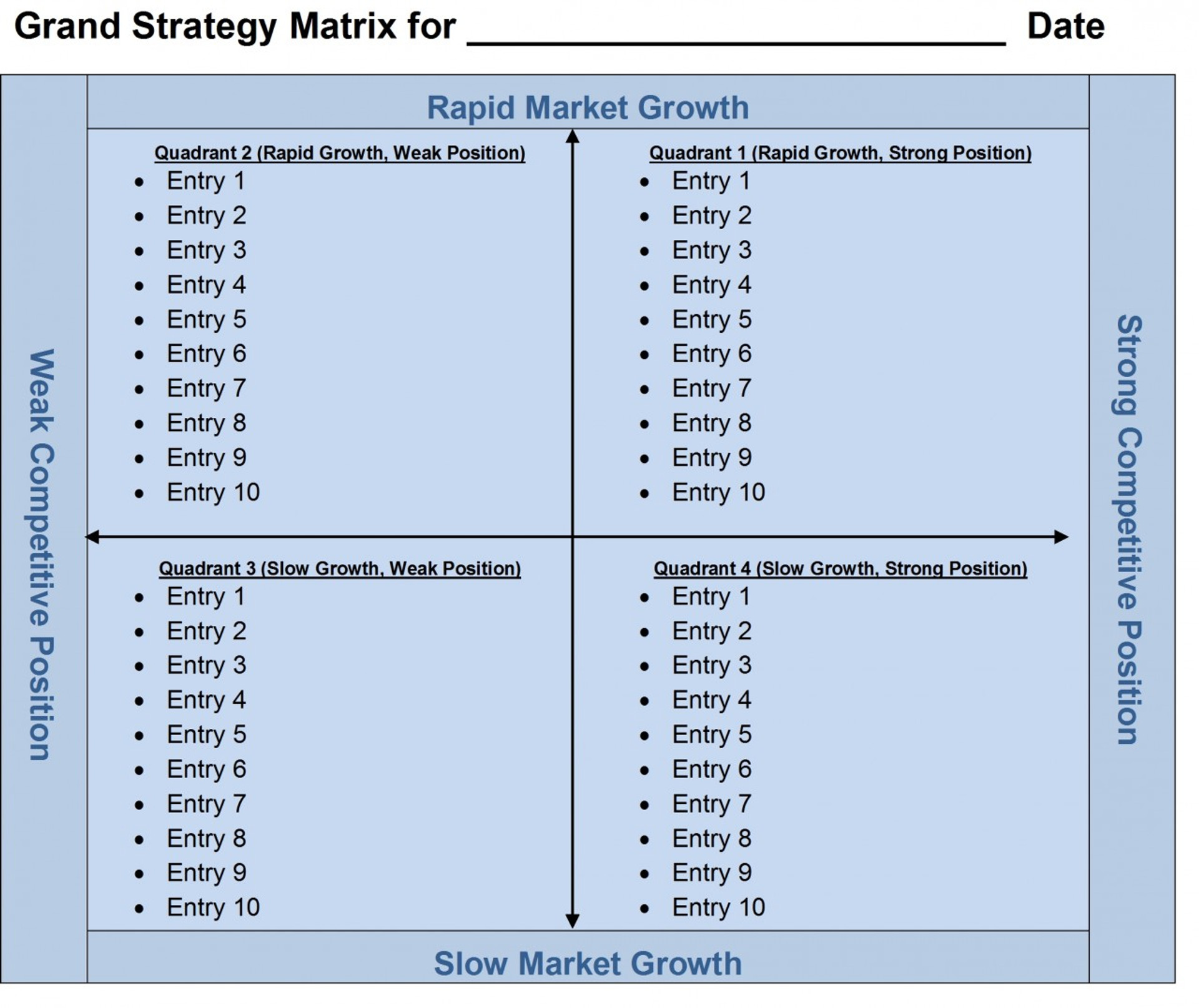 SPACE Matrix Chart Generator/Maker Excel (XLS) Template