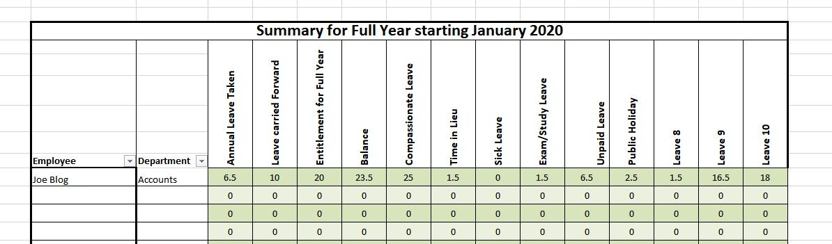 Staff leave planner for 2023 (+ future years) Excel Template.