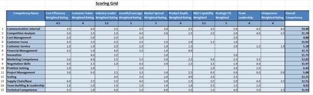 Core Competency Assessment Excel (XLS) Template