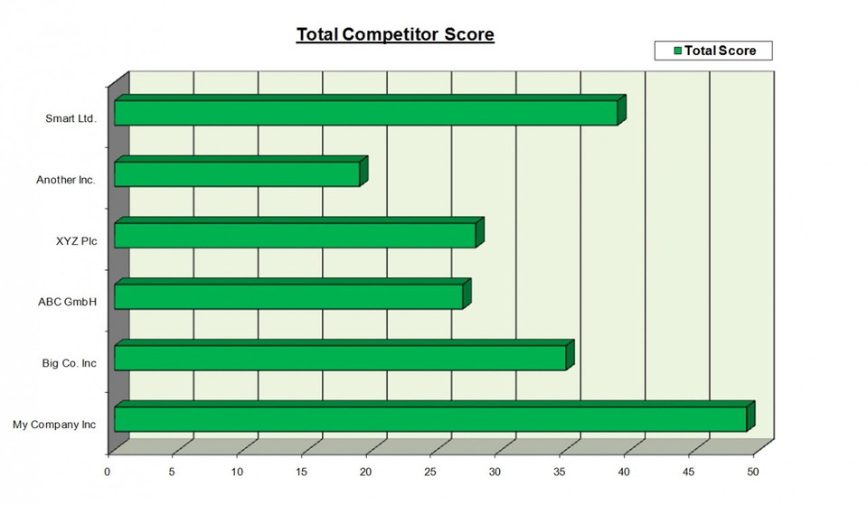 Competitor Competitive Analysis Excel Template with graphs and tables